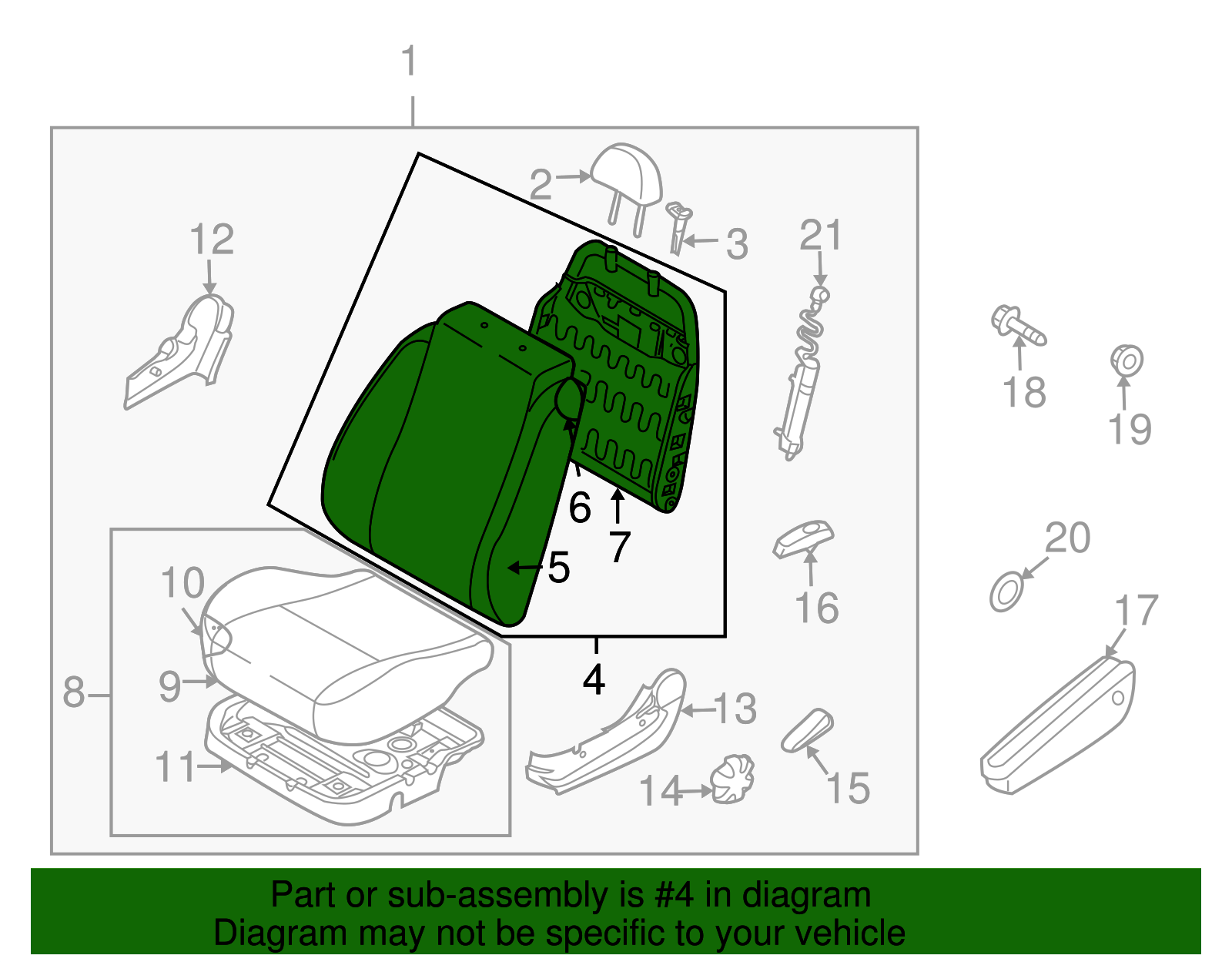2009-2011 Chevrolet Seat Back Assembly 96953614 | Courtesy Parts