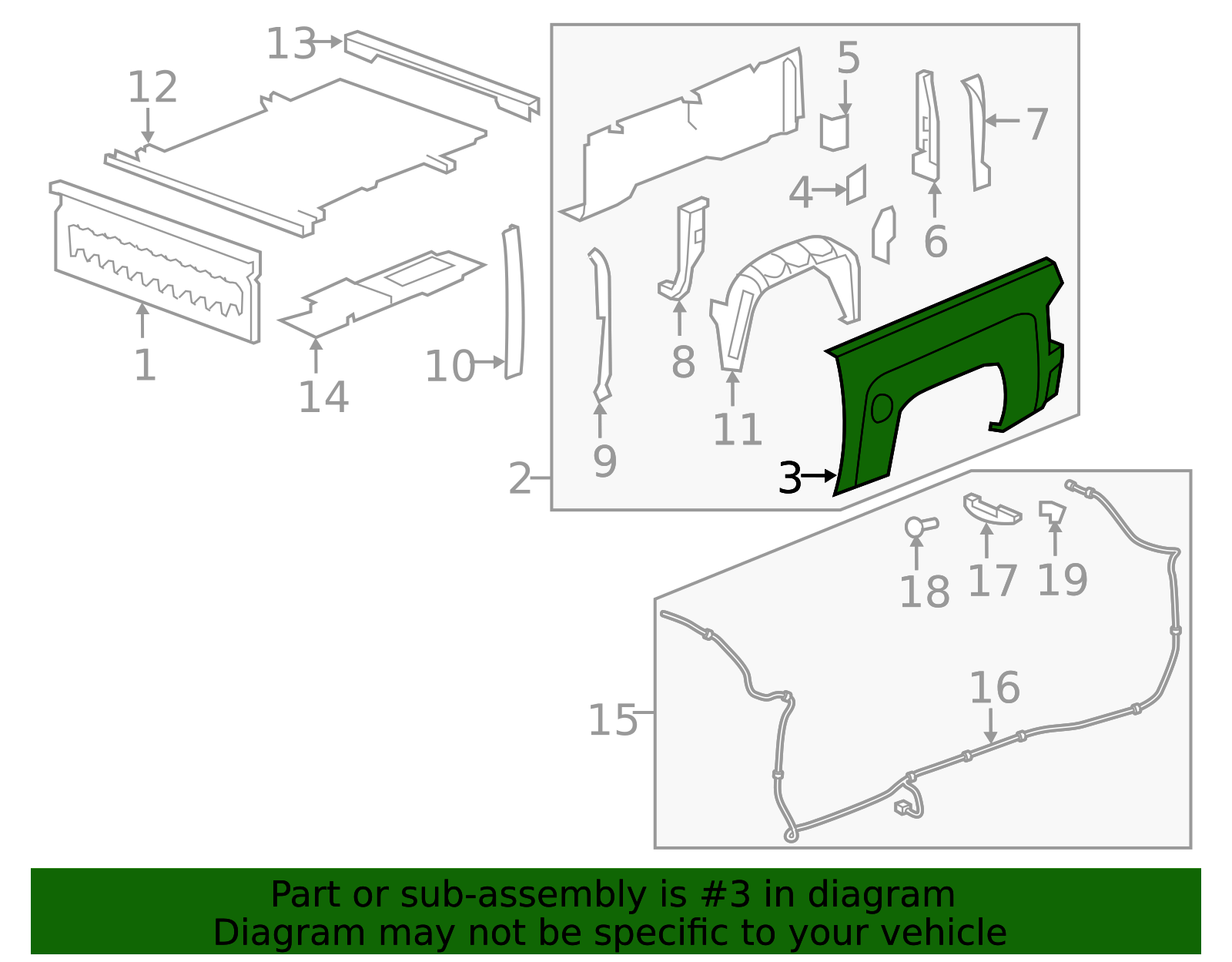 23119421 - Driver Side Pickup Box Outer Side Panel 2014-2018 GMC Sierra ...