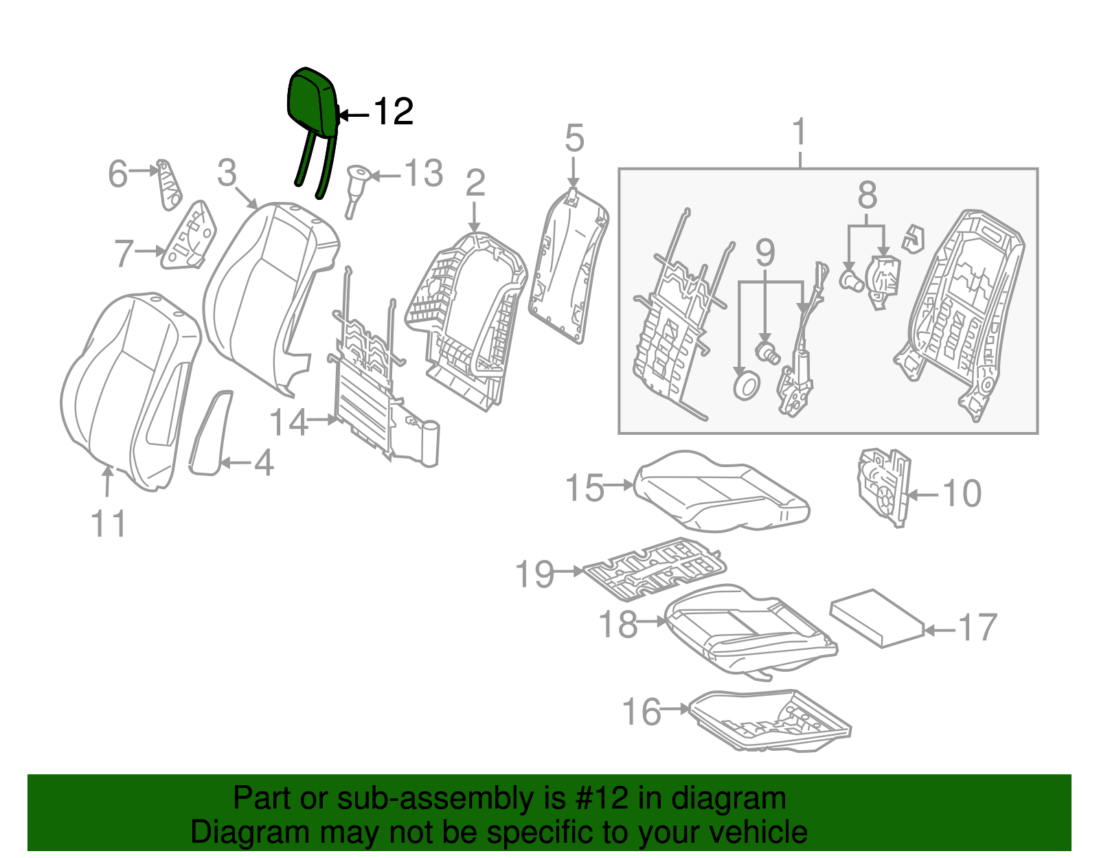 204-970-66-50-9D88 - Headrest 2013-2015 Mercedes-Benz | Mercedes-Benz ...