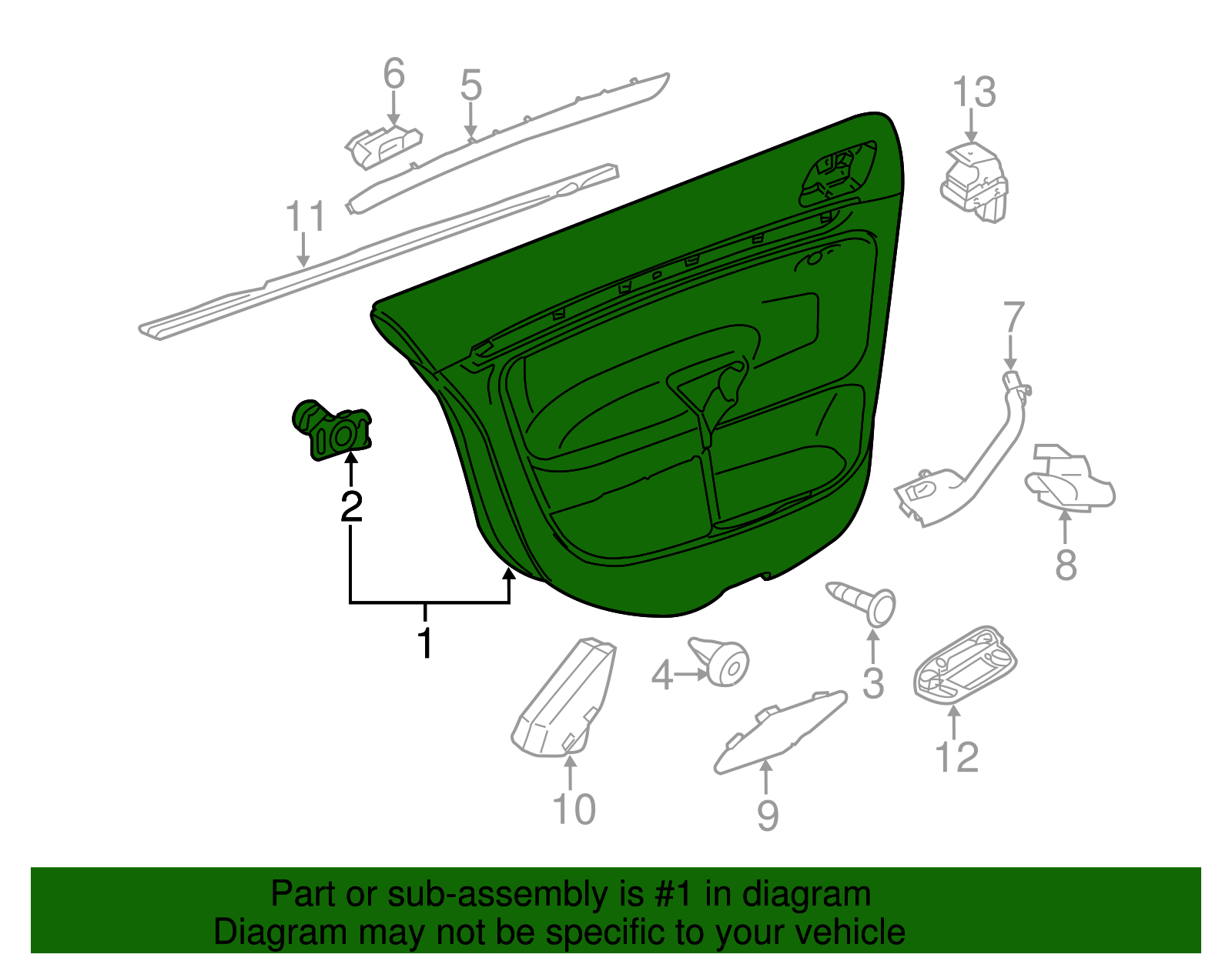 5C6-867-211-D-HON - Door Trim Panel 2011-2012 Volkswagen Jetta ...