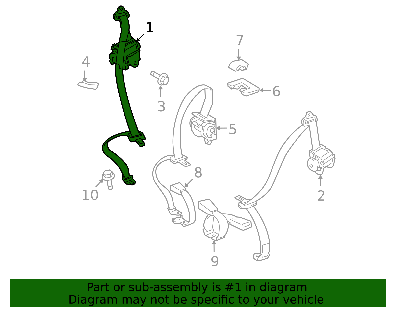2011-2012 Scion xB Seat Belt Lap And Shoulder Belt 73360-12A00-B1 ...