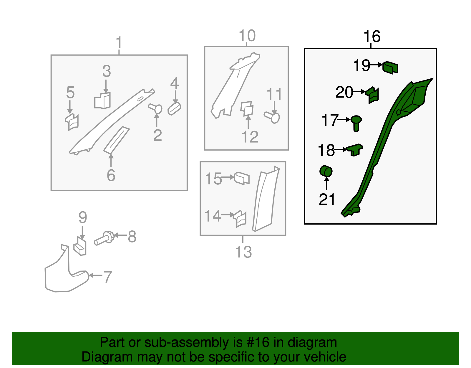 2011-2013 Chevrolet Caprice Lock Pillar Trim 92233193 | Courtesy Parts