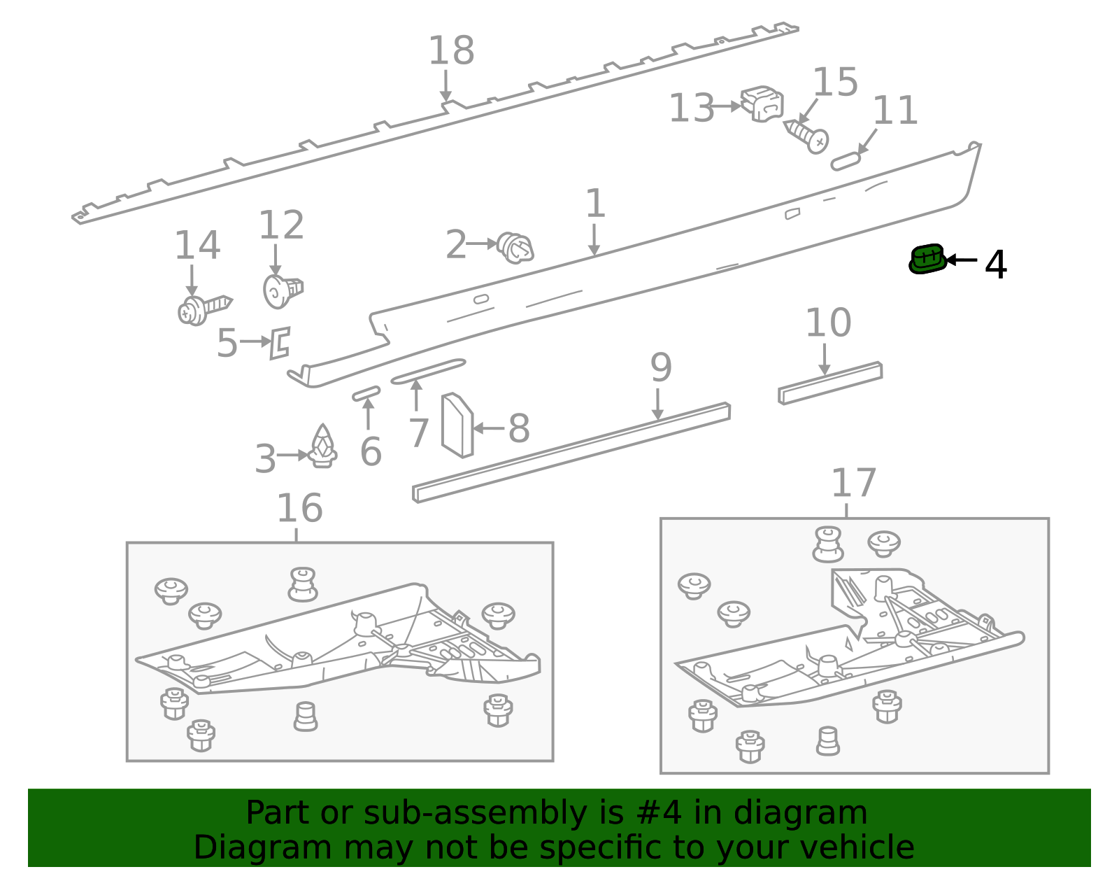 76923-52021 - Rocker Molding Retainer - 2013-2020 Lexus | My L Parts