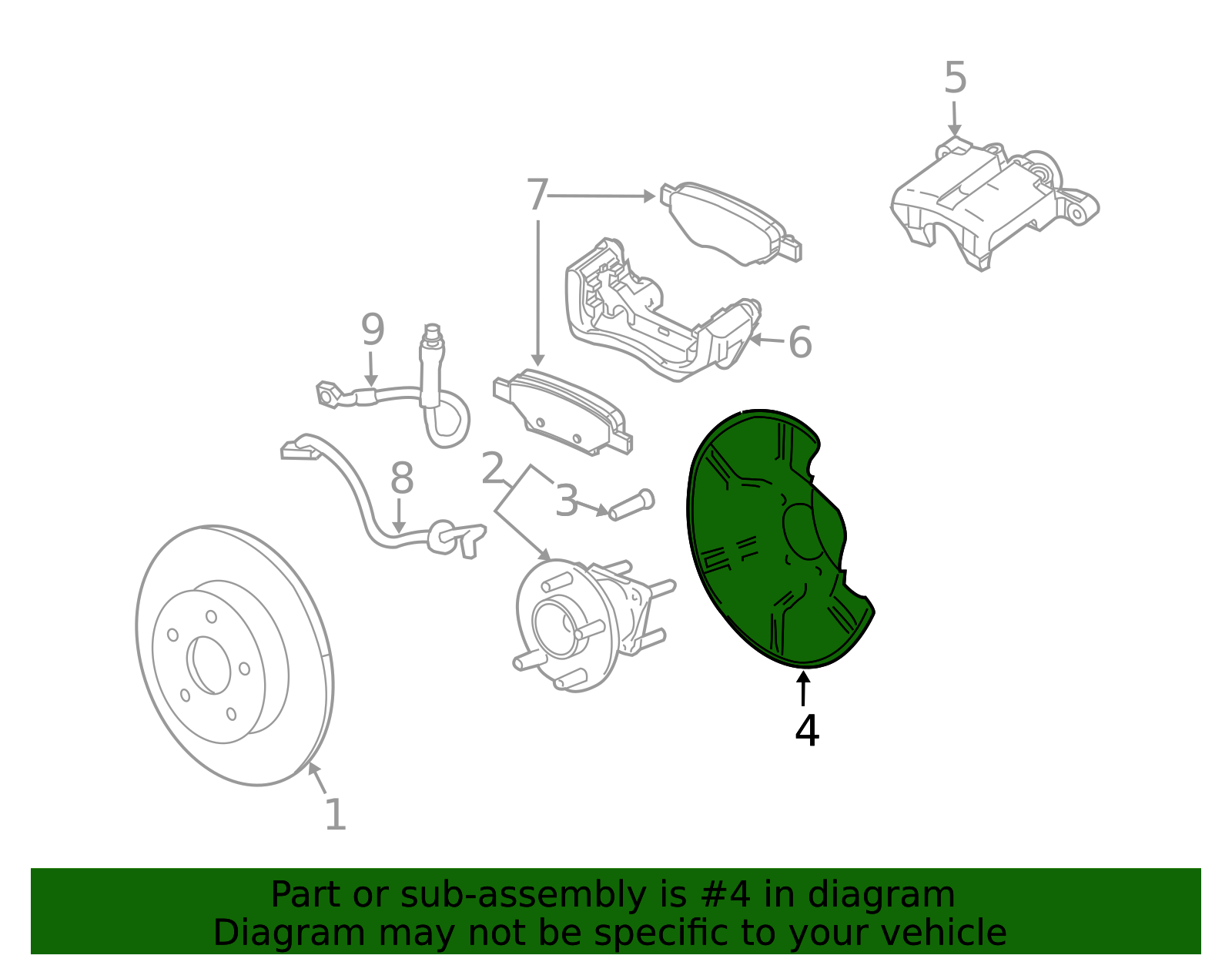 20933372 - 2007-2017 GM - Rear Passenger Side Brake Dust Shield ...