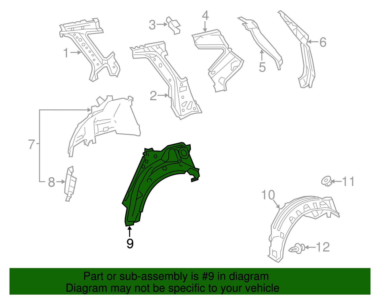 2012-2017 Toyota Prius V Outer Wheelhouse 61632-47060 | Toyota Parts Center