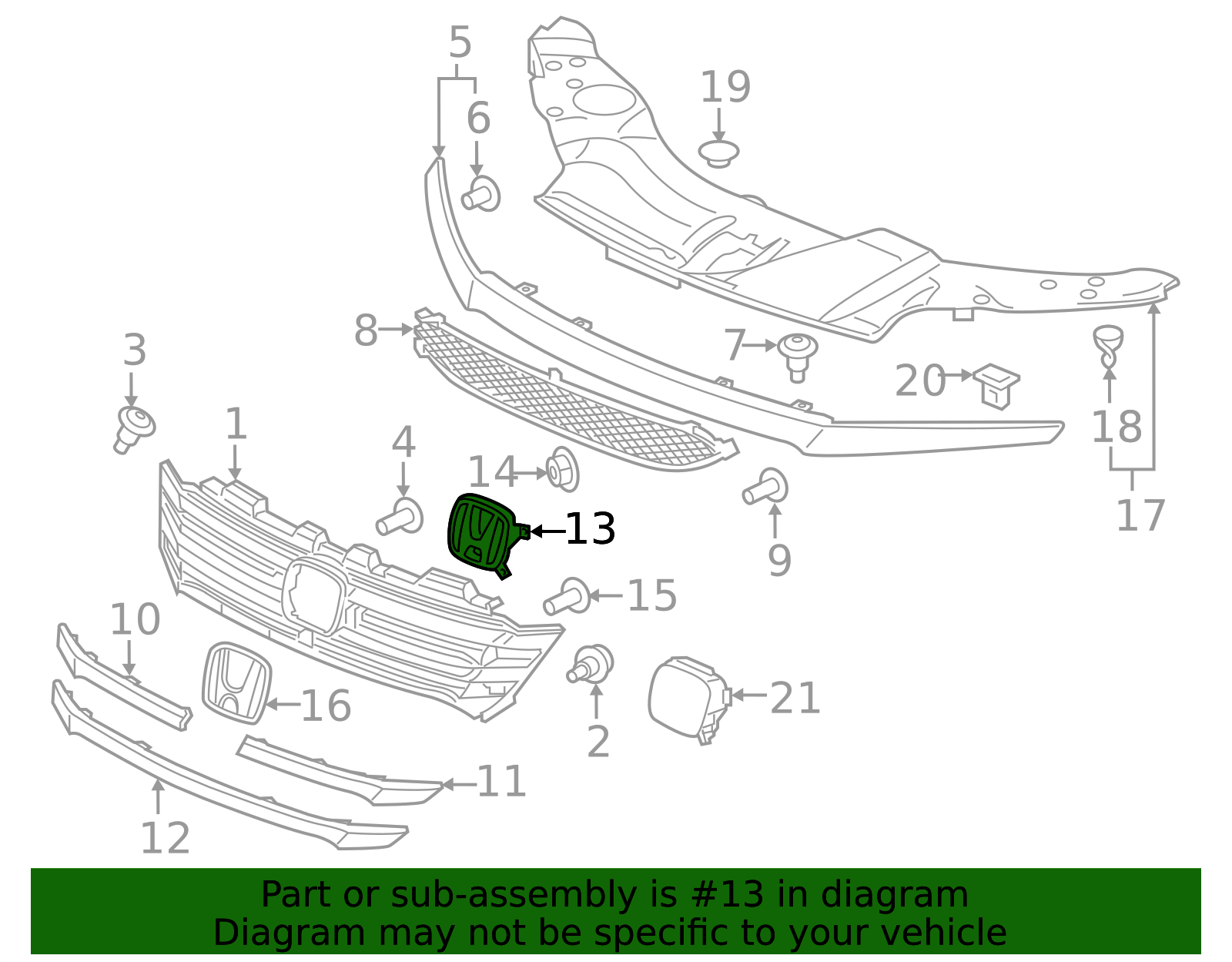 2016-2018 Honda Pilot Base 71125-TG7-A01 | Honda Factory Parts