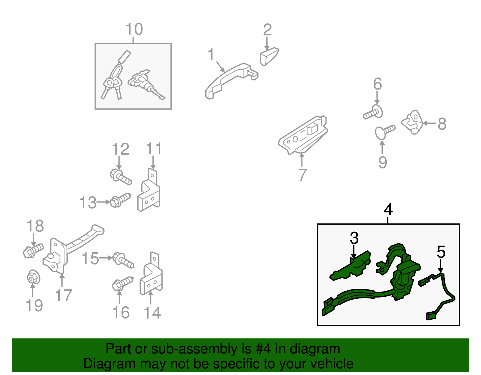 Hyundai - 81310-2V010 - Lock Assembly - 2012-2017 Hyundai Veloster ...