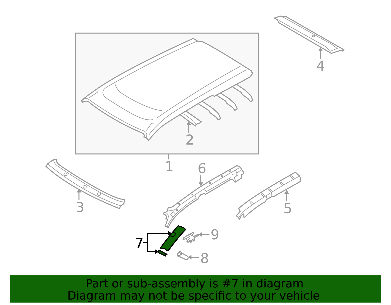 2010-2014 Subaru Outback Roof Weather-Strip 91046AJ05A | Subaru Parts Guys