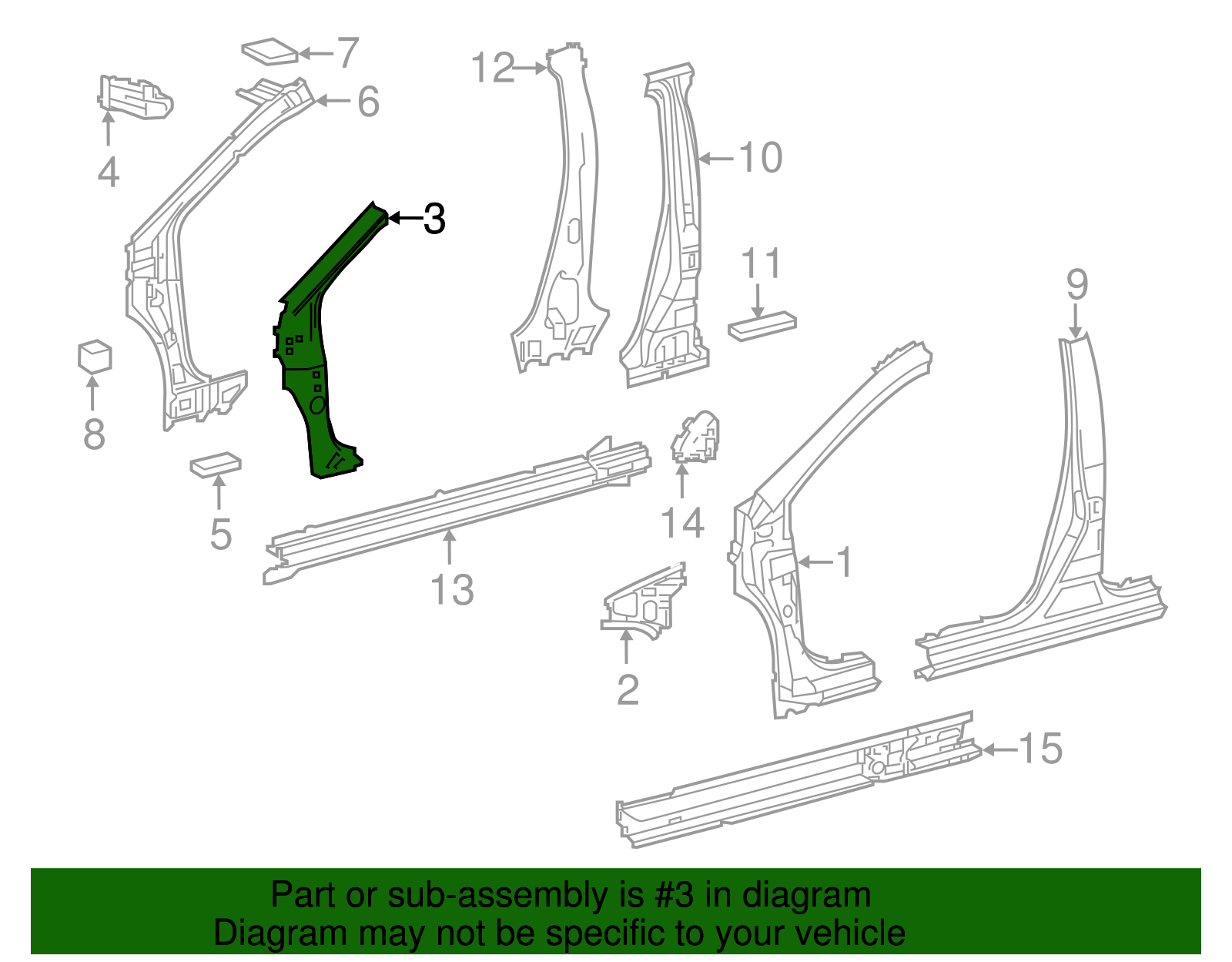 2016-2018 Toyota Hinge Pillar Reinforced 61108-12300 | Toyota Parts Center