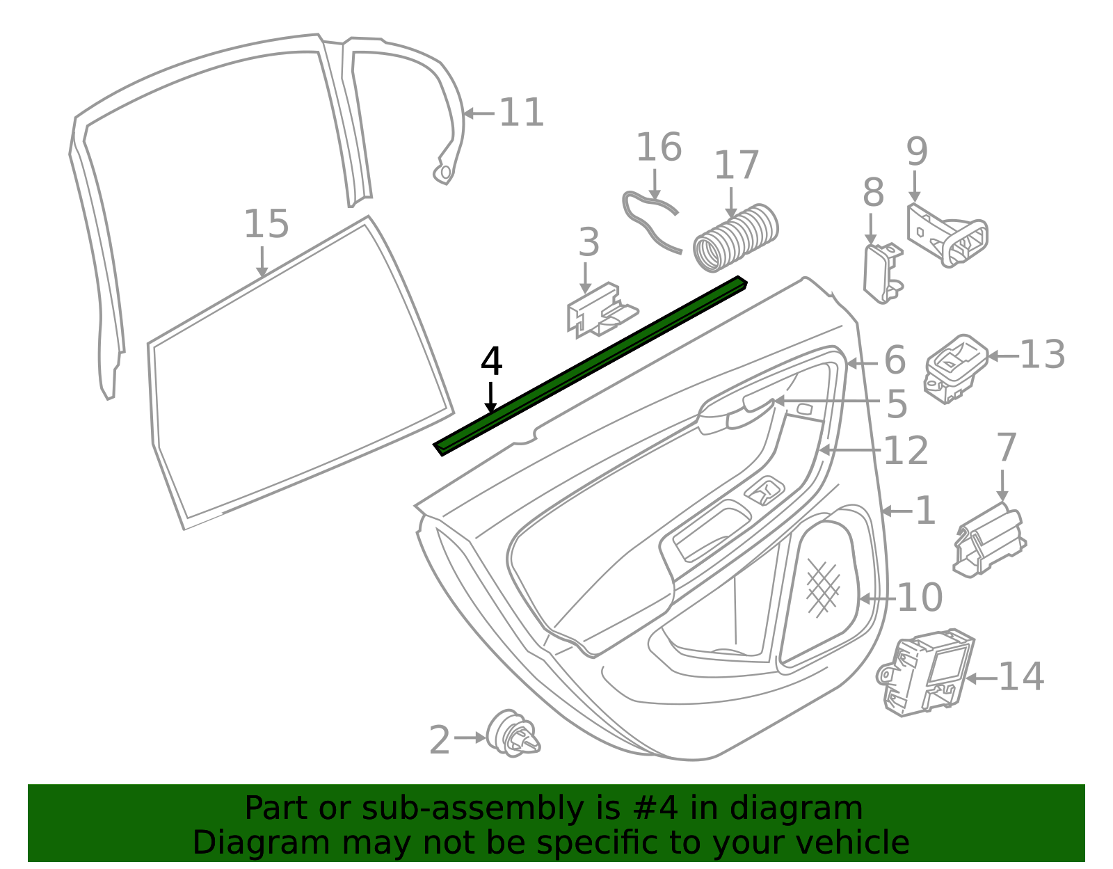 2016-2018 Volvo S60 Belt Weather-Strip - Driver's Side (LH) 31434310 ...