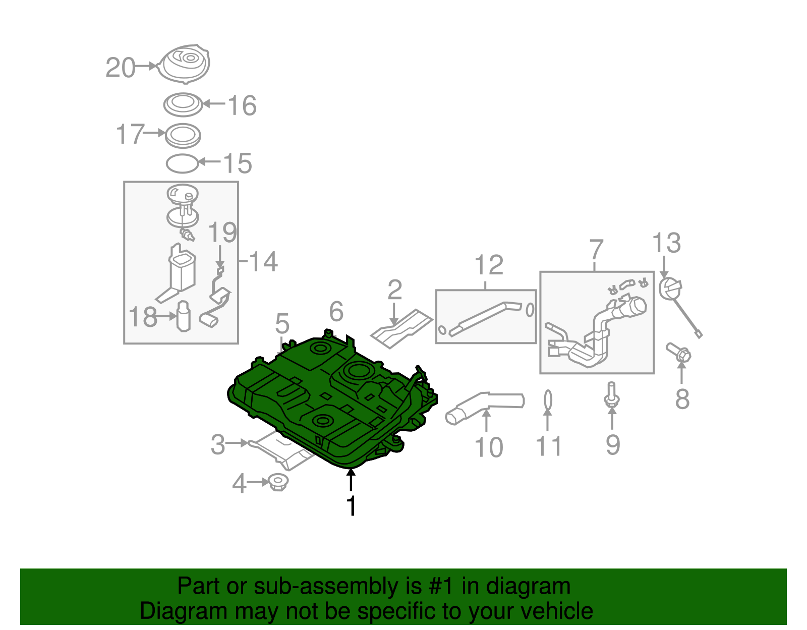 31130-1D500 - Fuel Tank 2007-2010 Kia Rondo | Genuine Kia Parts ...