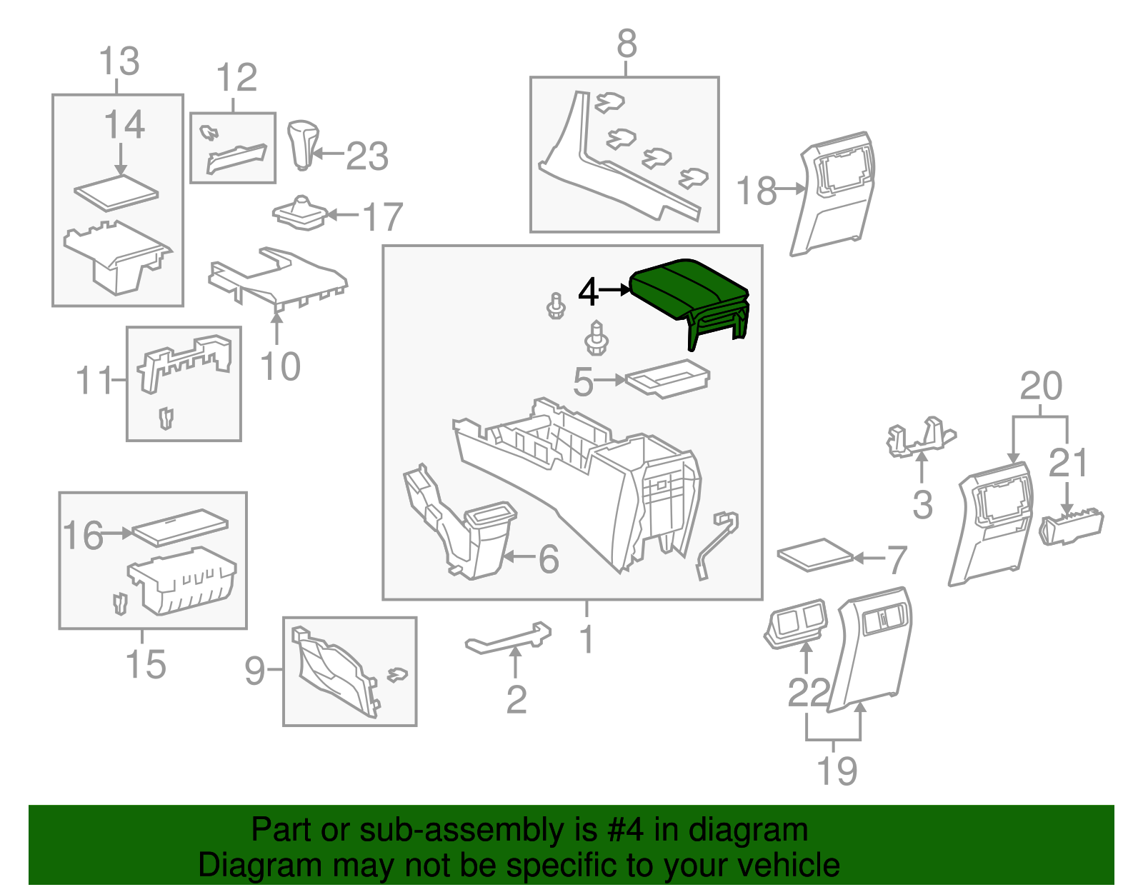 58905-60340-E2 - High-Quality Console Armrest for 2022-2023 Lexus GX460 ...