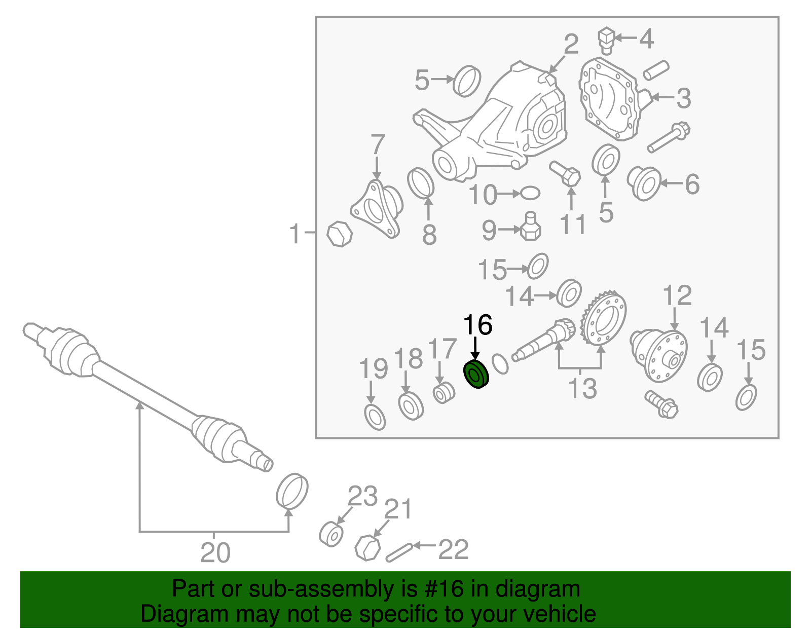 Hyundai - 53042-3C000 - Rear Pinion Bearing - 2009-2016 Hyundai | OEM ...