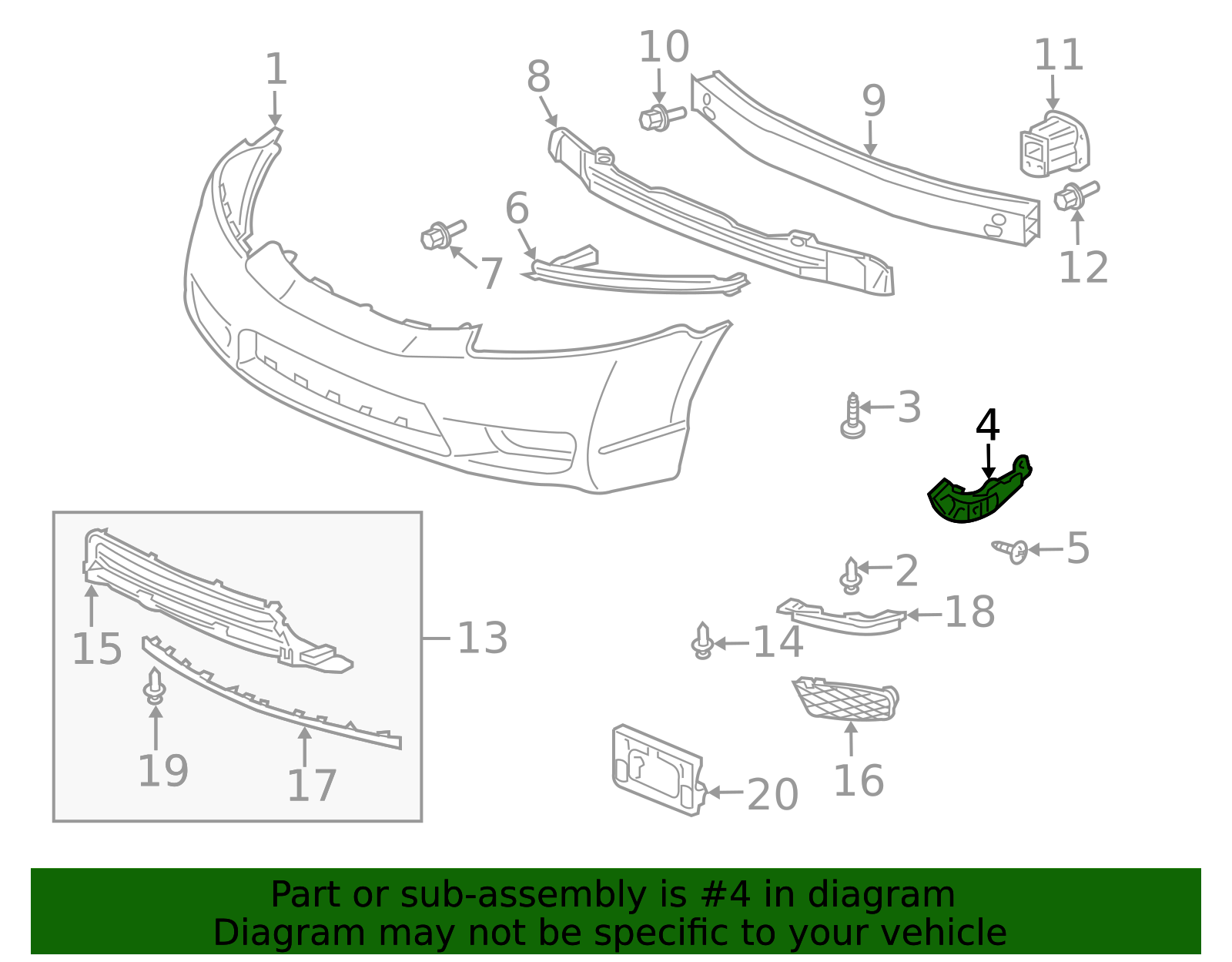 71198-SNA-A02 - Spacer L Front Bumper Side - 2006-2011 Honda Civic ...