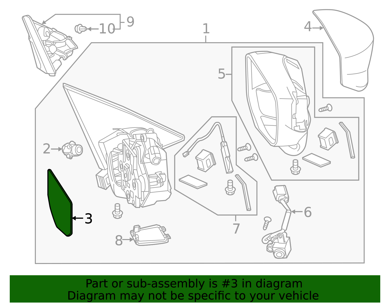 OEM 2013-2015 Honda Crosstour Mirror Glass 76253-TP6-A61 | Honda ...