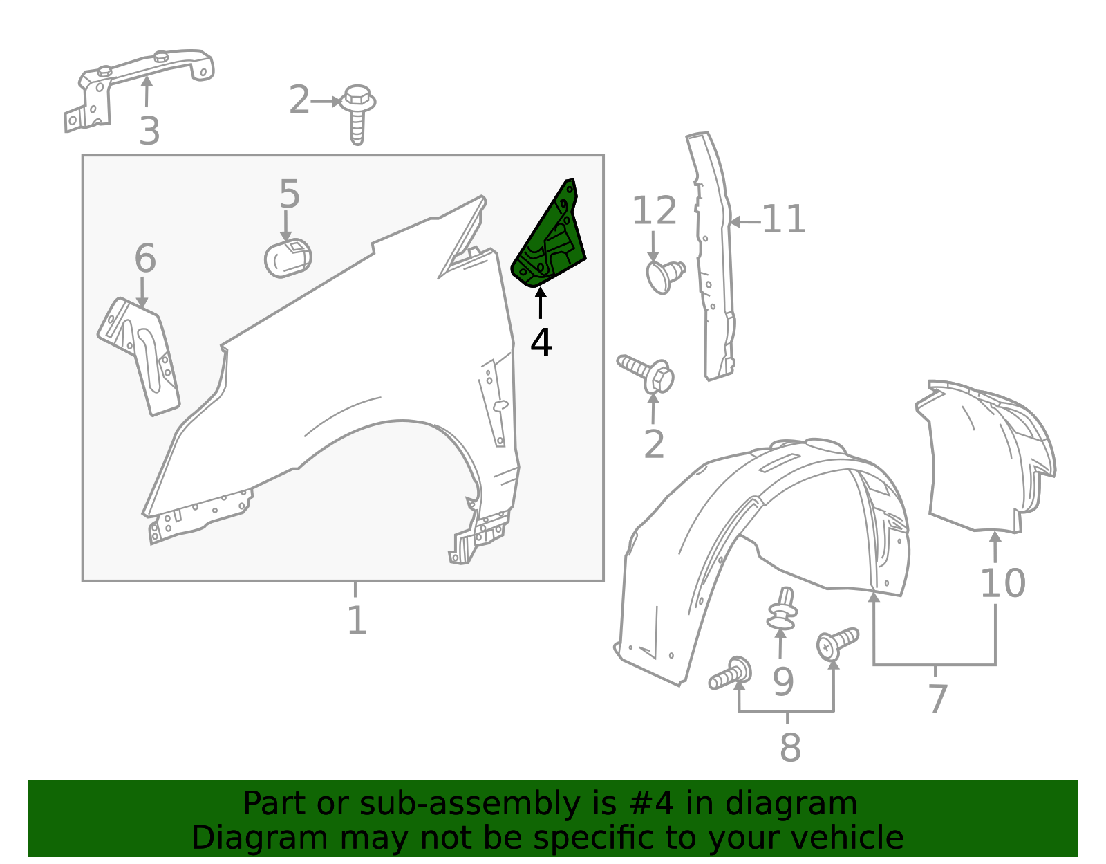 2010-2016 Cadillac SRX Fender Rear Bracket - Driver's Side (LH ...