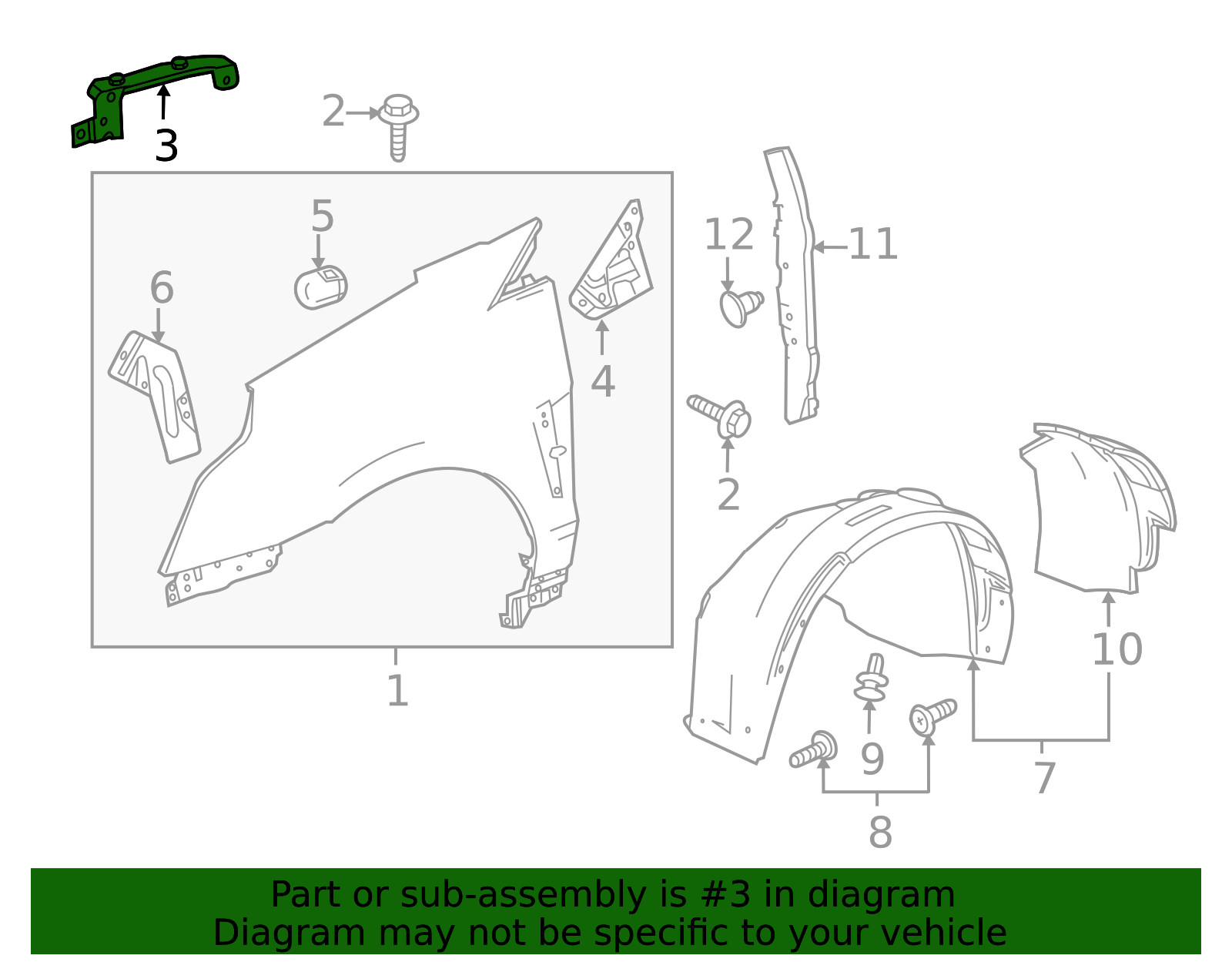 20882125 - Passenger Side Front Fender Front Lower Bracket GMPartsNow