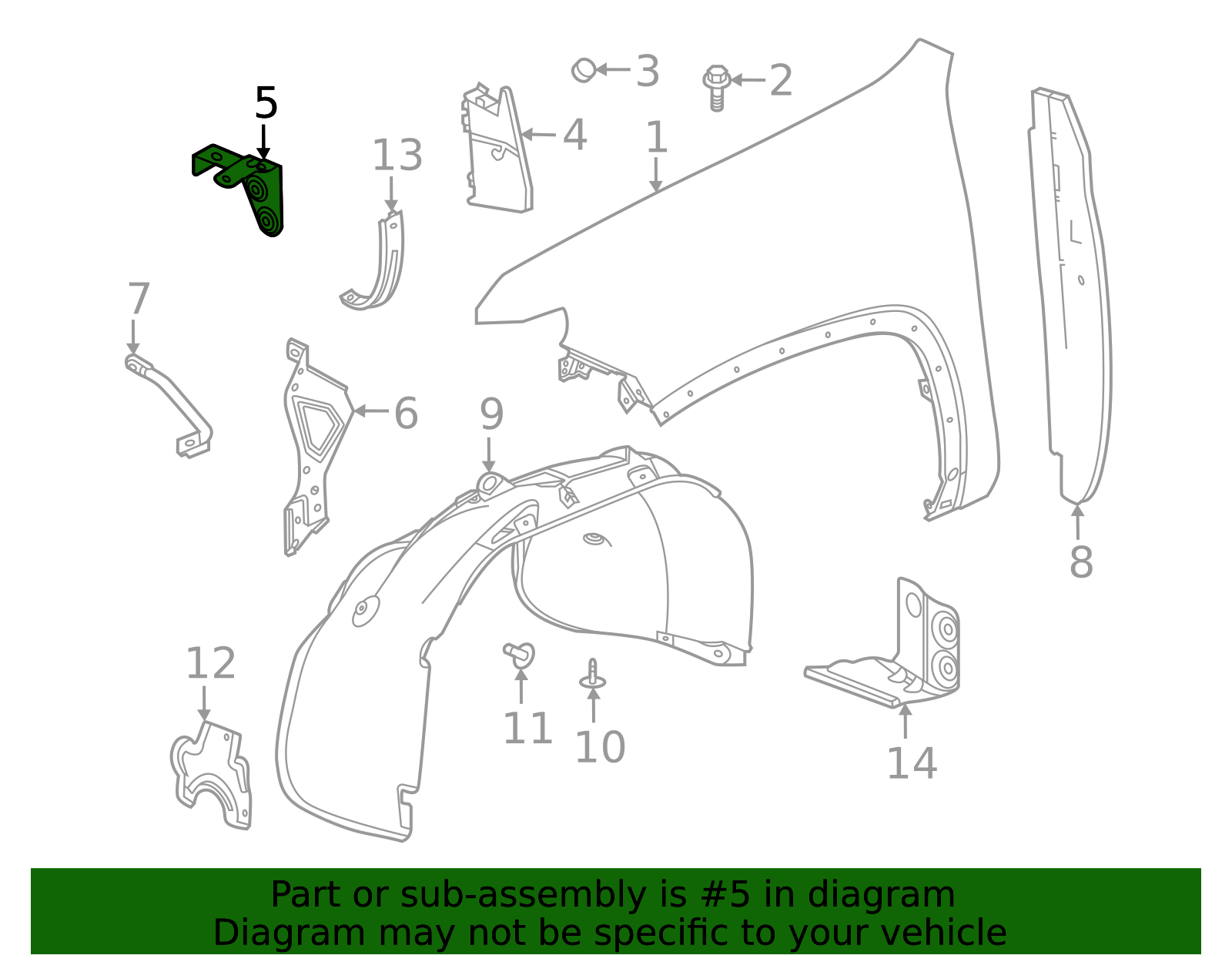 2020-2025 Chevrolet Passenger Side Body Side Front Fender Upper Front ...