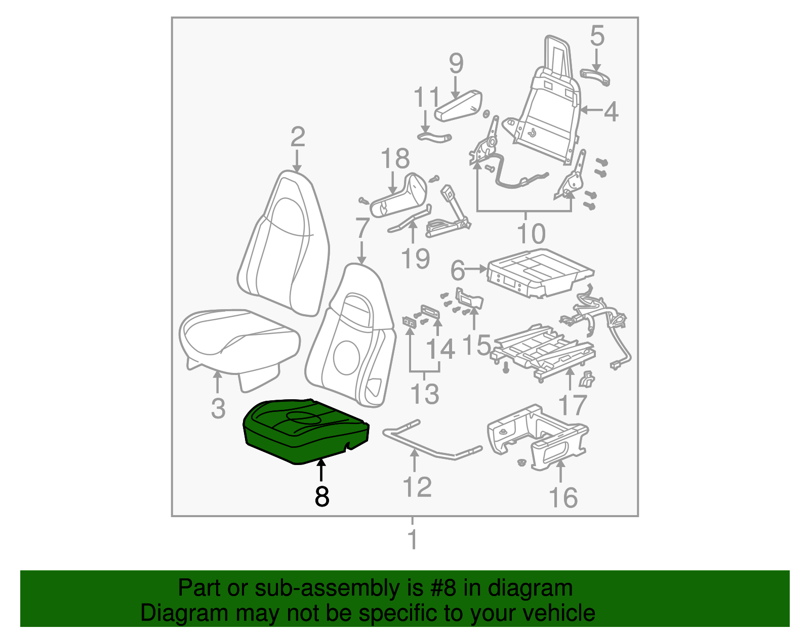 2003-2025 GM Front Seat Cushion Pad 88982034 | Capital Chevy Parts