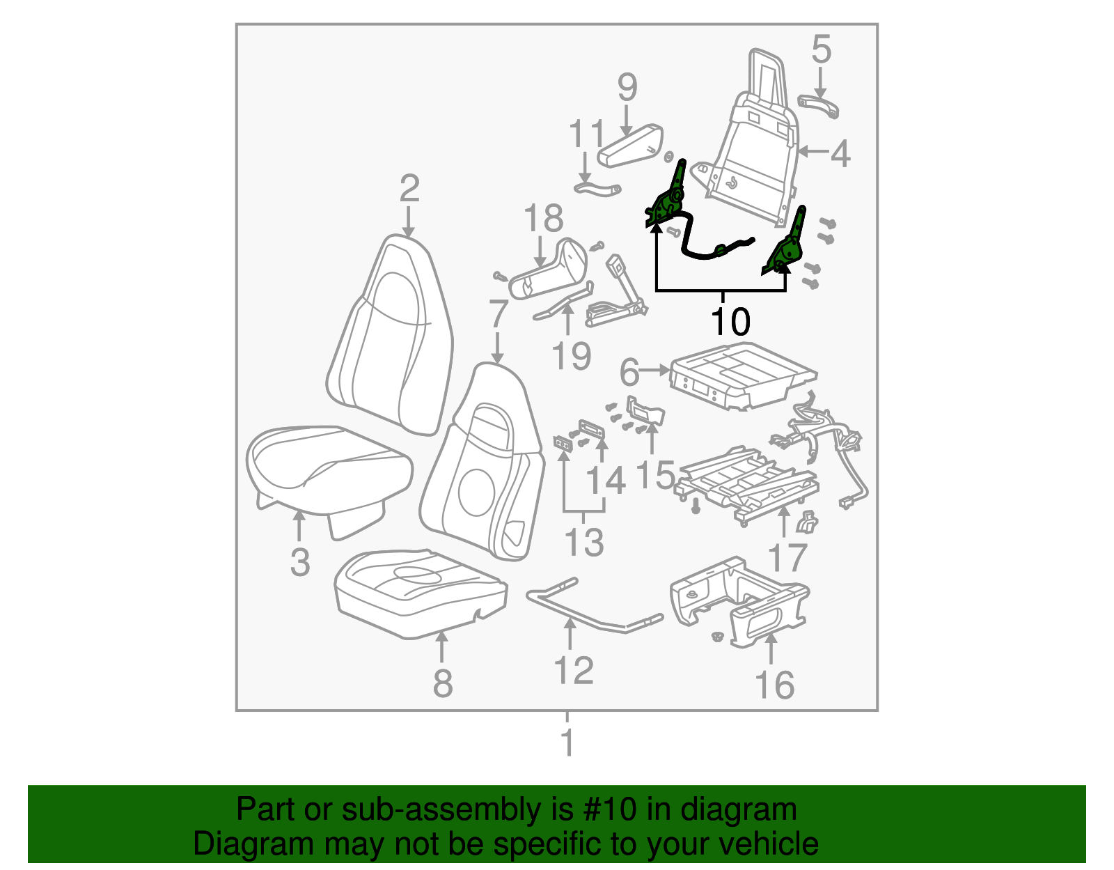 2003-2008 GM Passenger Seat Inner Recliner 19127188 | Capital Chevy Parts