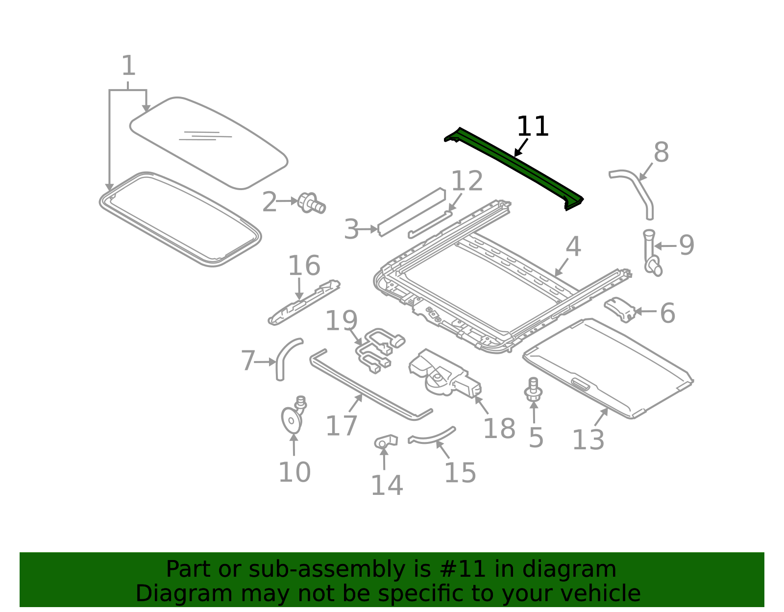 65417AJ00A - High-Quality Sunroof Guide Rail for 2010-2014 Subaru ...