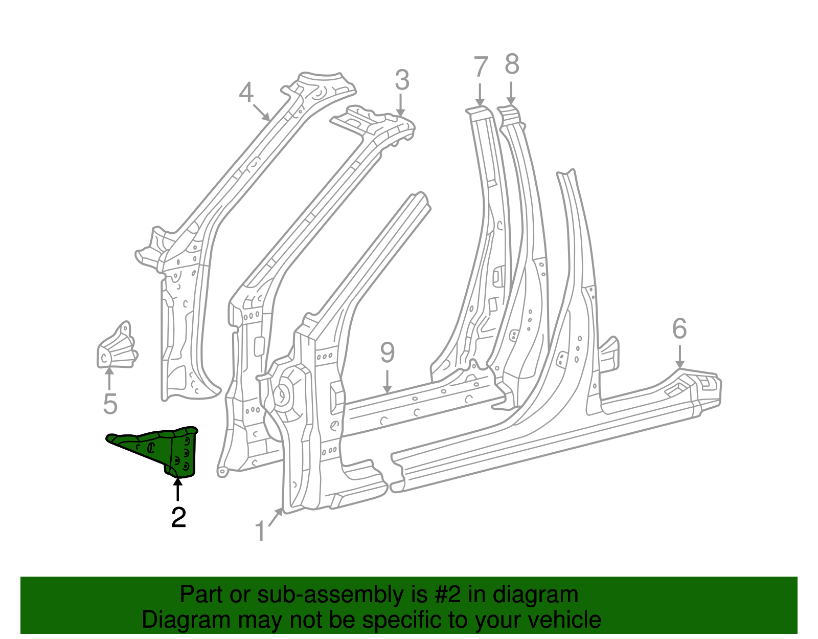 1997-2001 Toyota Camry Hinge Pillar Gusset 61145-33020 | Toyota Parts ...