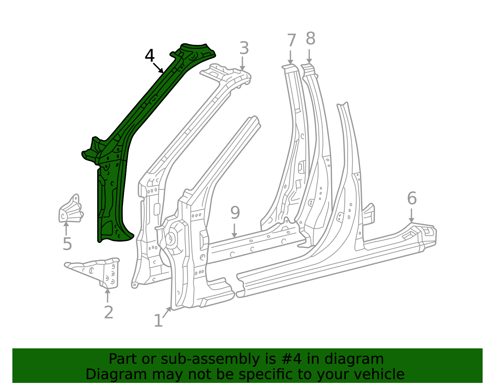 1997-2001 Toyota Camry Body A-Pillar 61102-AA010 | Toyota Parts Center