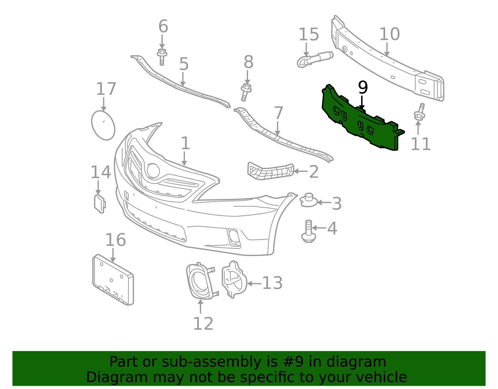2010-2011 Toyota Camry Bumper Impact Absorber 52611-06140 | Toyota ...