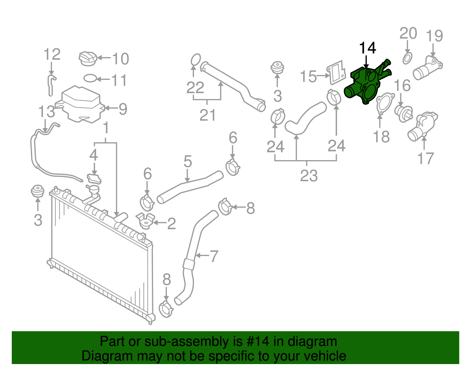 Hyundai - 25620-26845 - Engine Coolant Thermostat Housing - 2010-2011 ...
