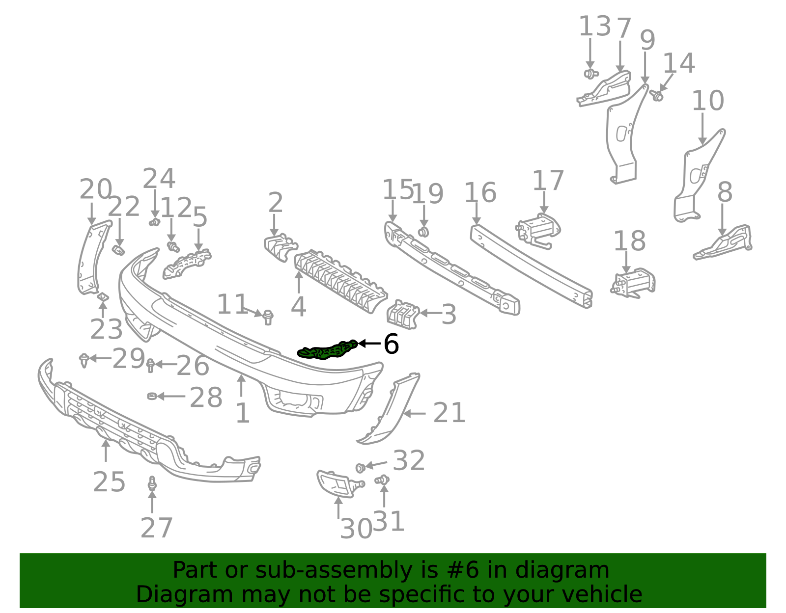 2003-2005 Toyota 4Runner Bumper Cover Support Rail 52116-35090 | Toyota ...
