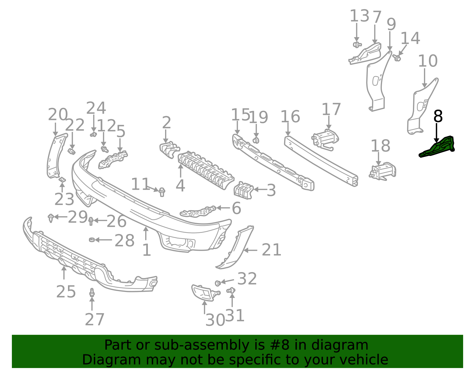 Genuine Official Toyota Bumper Cover Bracket part# 53274-35050 for 2003 ...