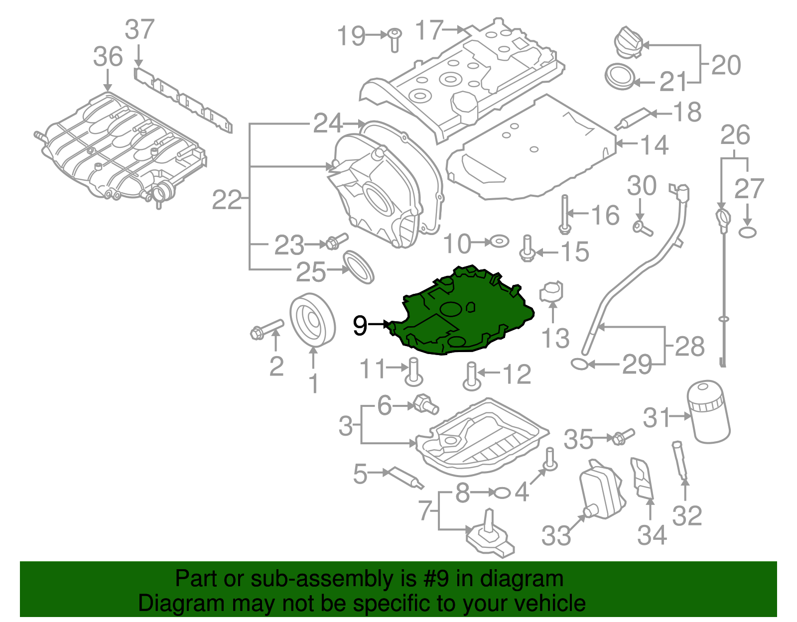 2009-2018 Volkswagen Oil Pan Baffle 06J-103-138-F | vwpartscenter