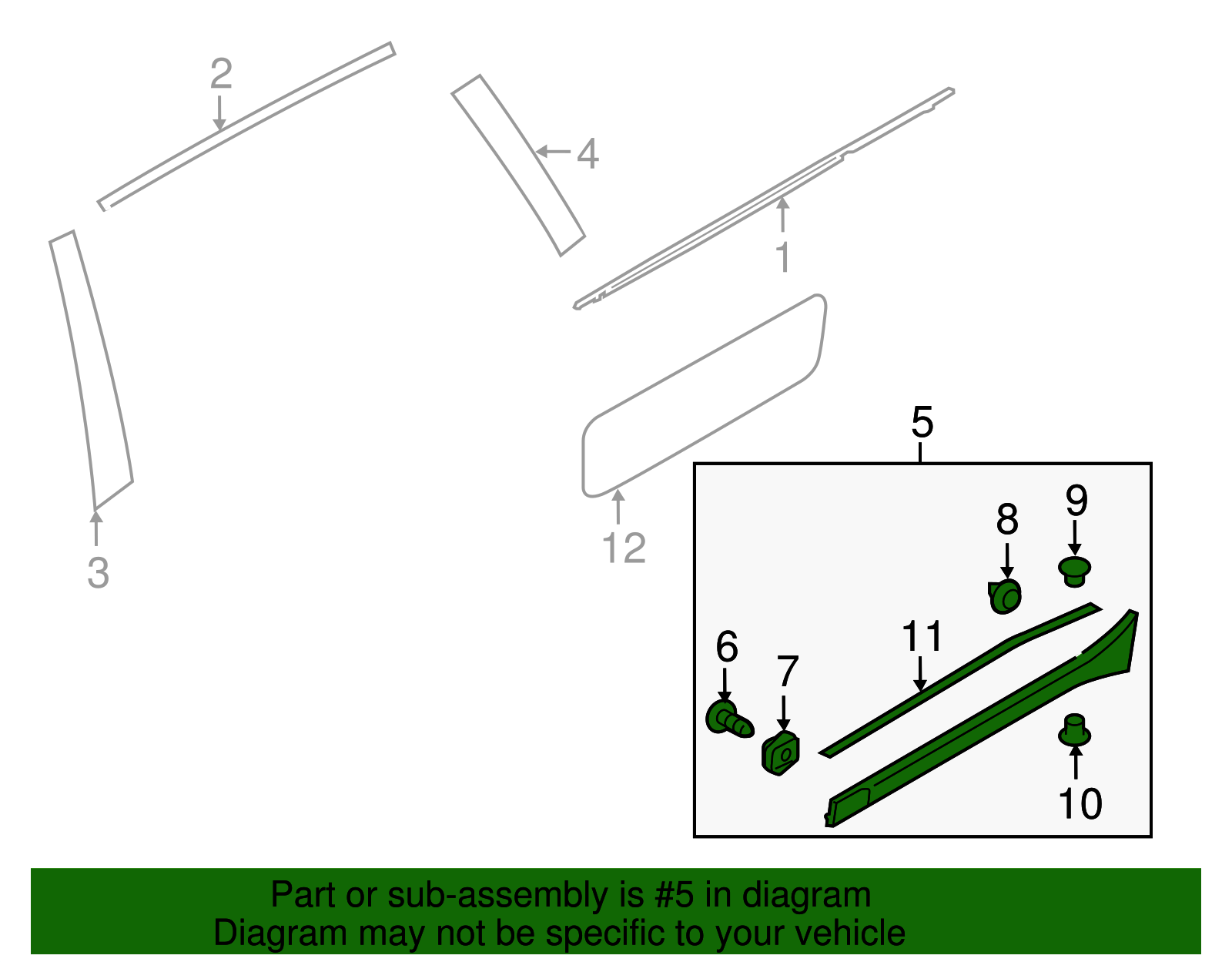 2015-2019 Subaru Outback Lower Molding 91112AL54B | Subaru Parts Guys