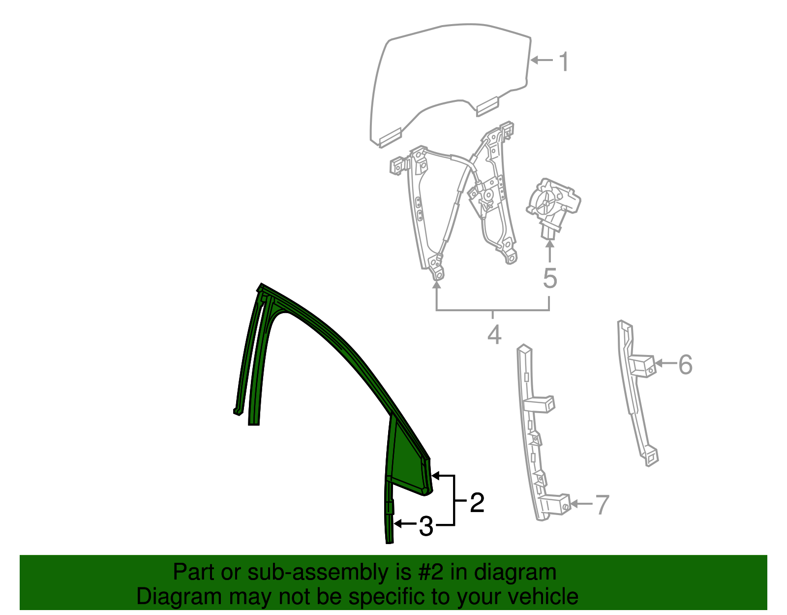 84852430 - 2017-2025 Cadillac XT5 - Front Driver Side Door Window ...