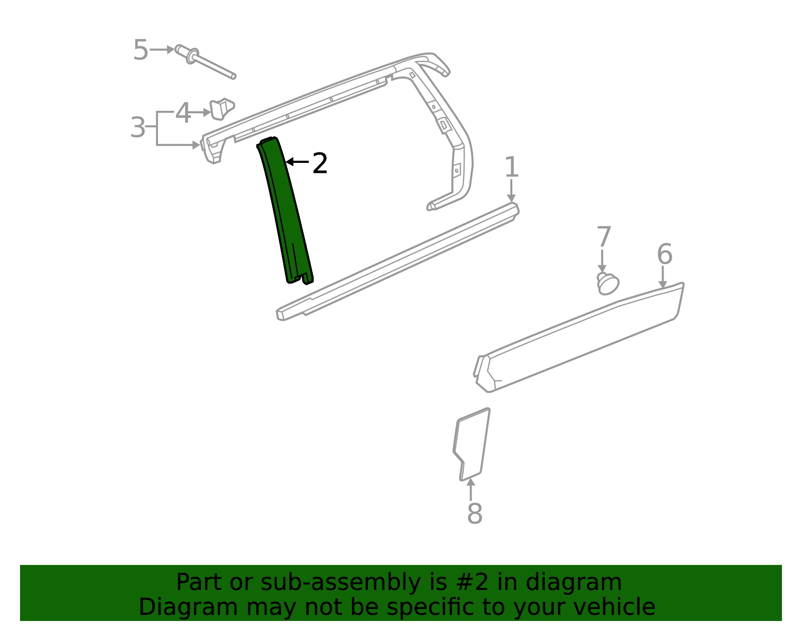 22760518 - Rear Driver Side Door Window Frame Front Applique 2010-2017 ...