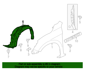 2013-2016 Honda Accord Fender Liner 74100-T2A-A00 | OEM Parts Online