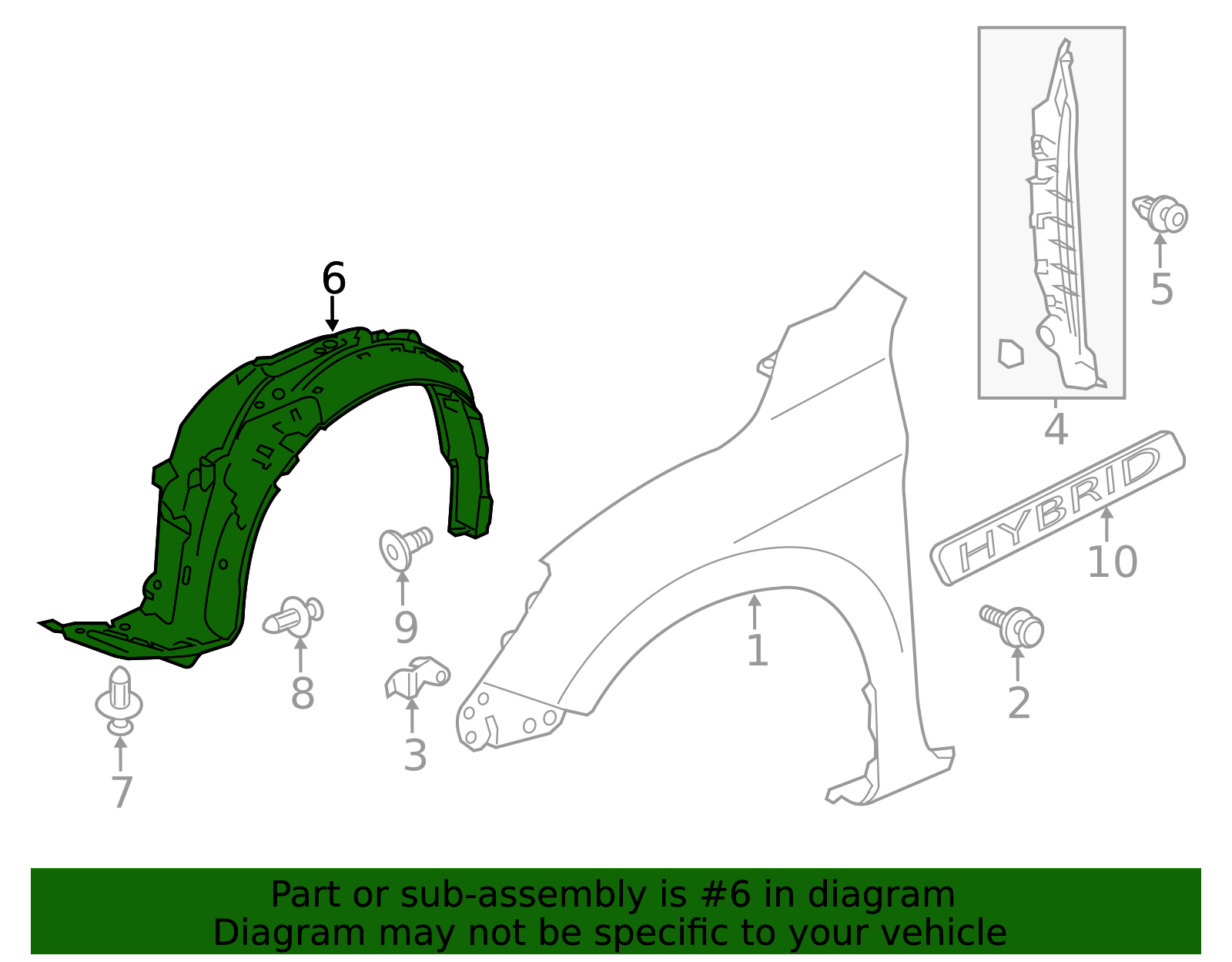 2013-2016 Honda Accord Fender Liner 74100-T2A-A00 | OEM Parts Online