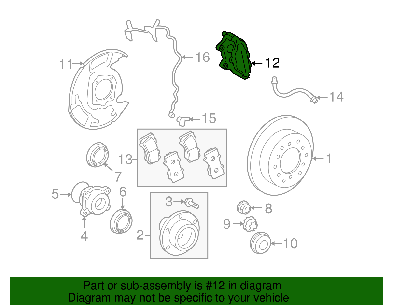 47730-60280 - Disc Brake Caliper (Right, Front) 2008-2015 Toyota Land ...