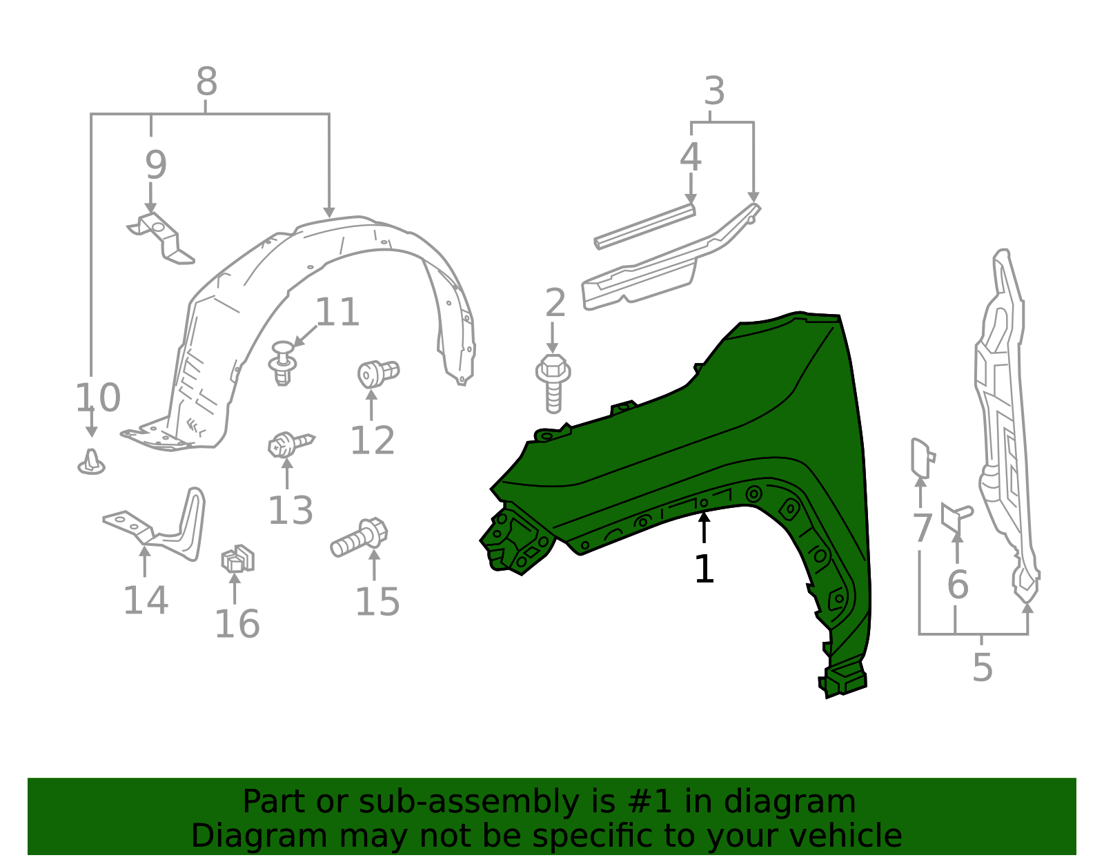 53811-0R130 - Fender - 2019-2025 Toyota | OEM Genuine Toyota Parts