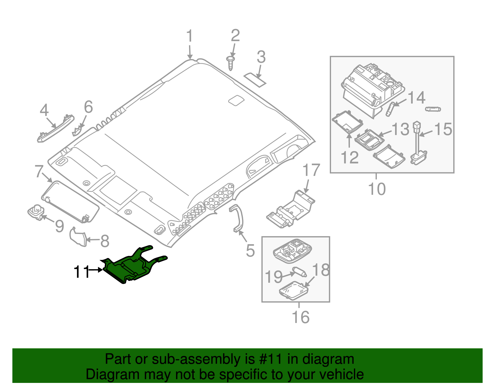 2009-2020 Nissan Frontier Map Lamp Assembly Bracket 26439-ZS35A | Bill ...