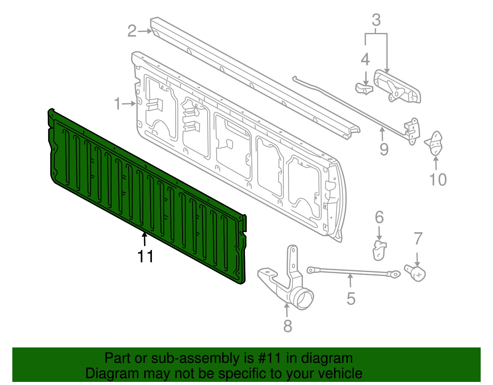 2005-2015 Toyota Tacoma Tailgate Trim Cover 65759-04060 | OEM Parts Online