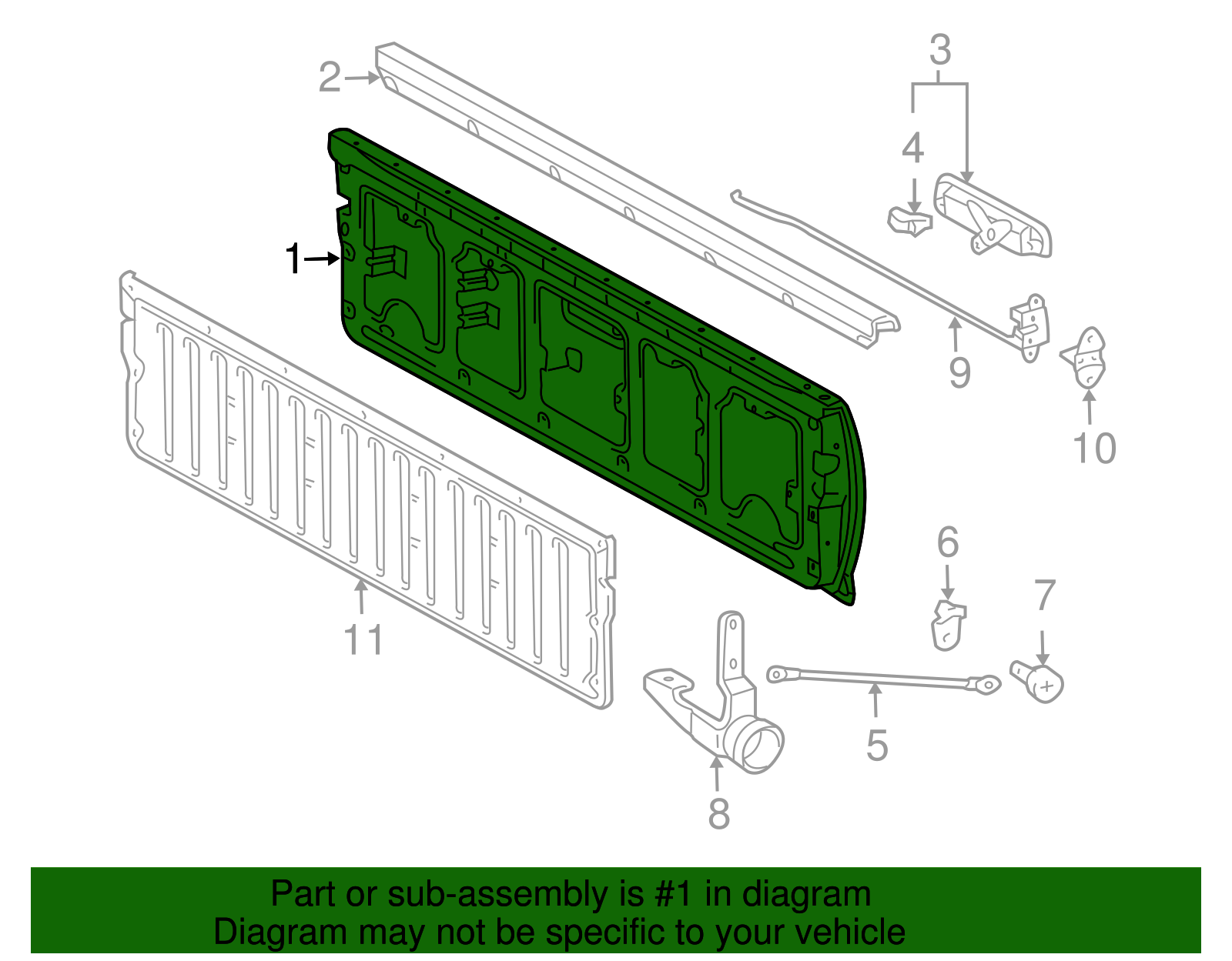 2005-2015 Toyota Tacoma Tailgate (Rear) 65701-04013 | American Toyota Parts