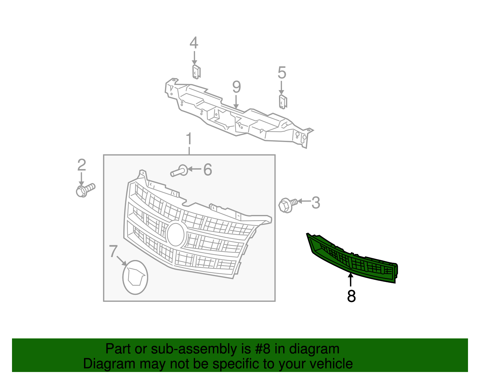 2008-2014 Cadillac Light Silver Front Lower Grille 25957702 | Shop ...