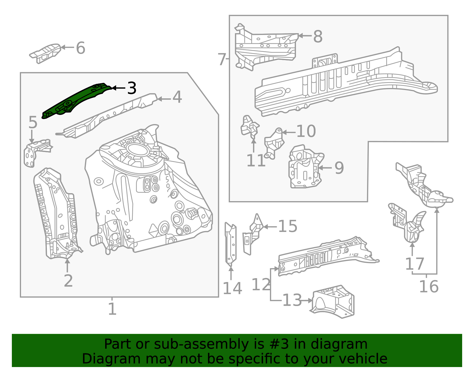 2023-2025 Toyota bZ4X Fender Apron 53734-42040 | Toyota Parts Center