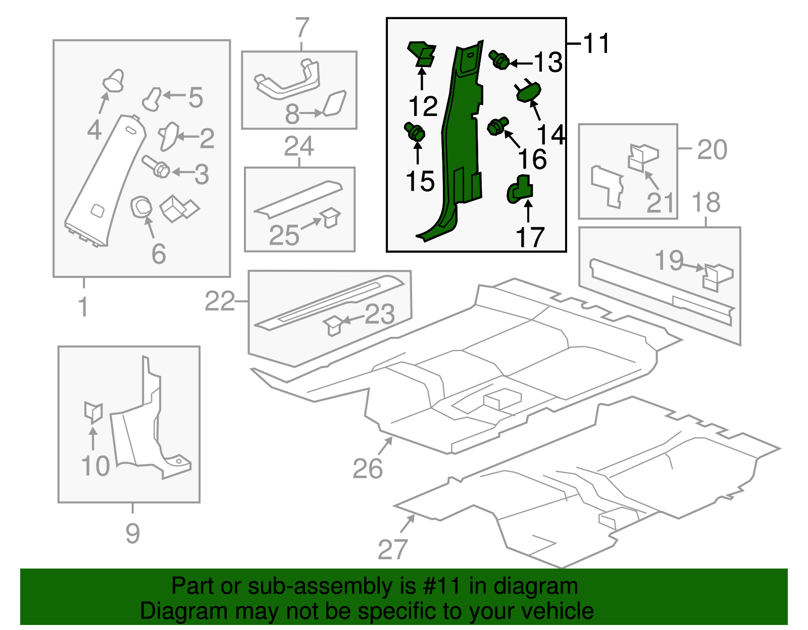 2007-2013 GM Lock Pillar Trim 22821225 | Capital Chevy Parts