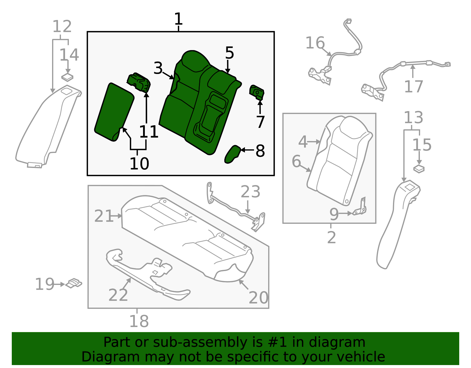2019-2020 Nissan Altima Seat Back Assembly 88605-6CA4B | Nissan Parts ...