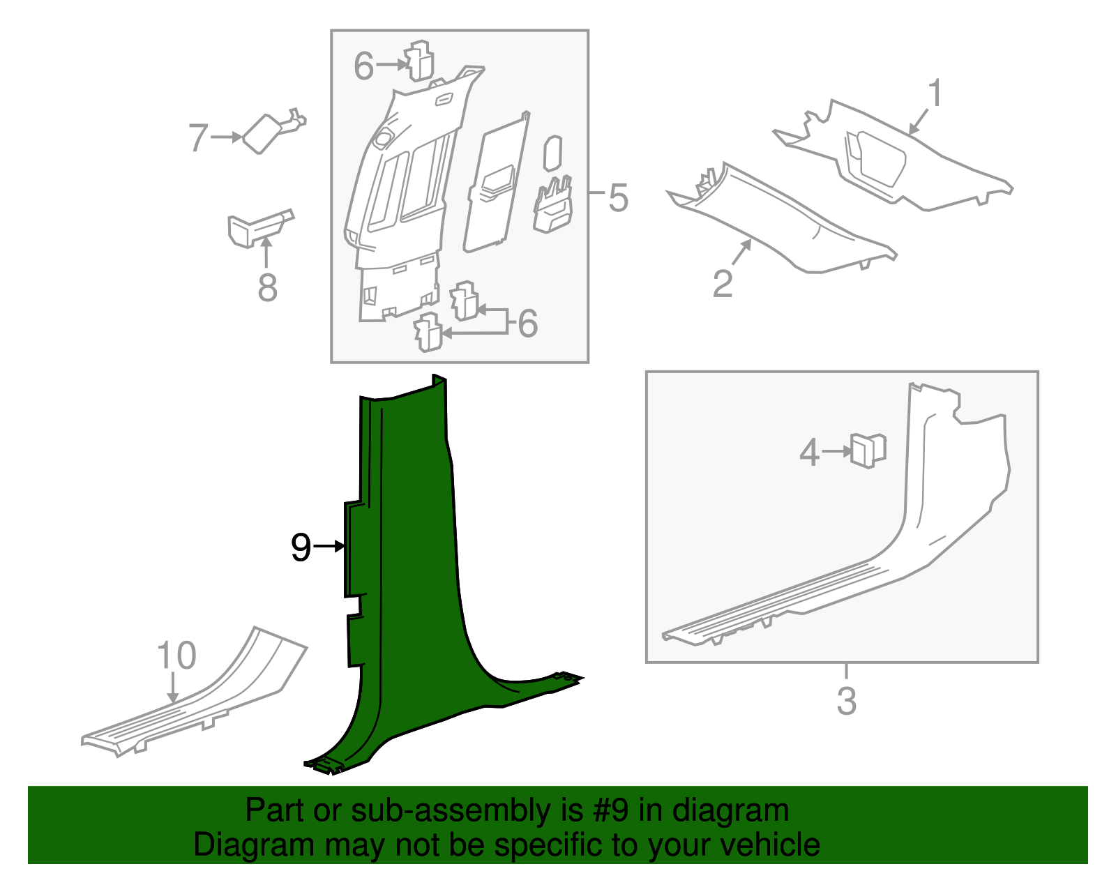 23276277 - 2015-2020 GM - Dune Driver Side Center Pillar Lower Trim ...