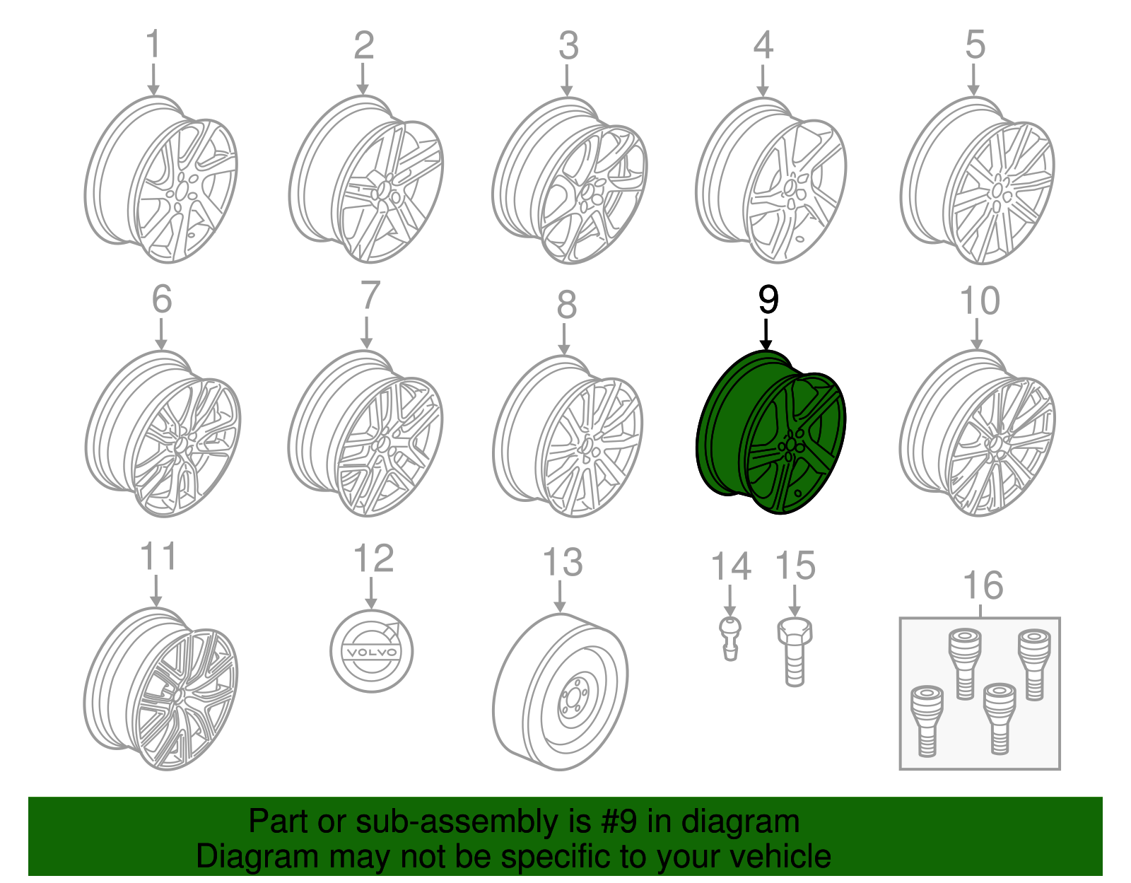 Genuine Aluminum Rim - Sadia 8 X 17inch - Silver for 2014-2018 Volvo ...