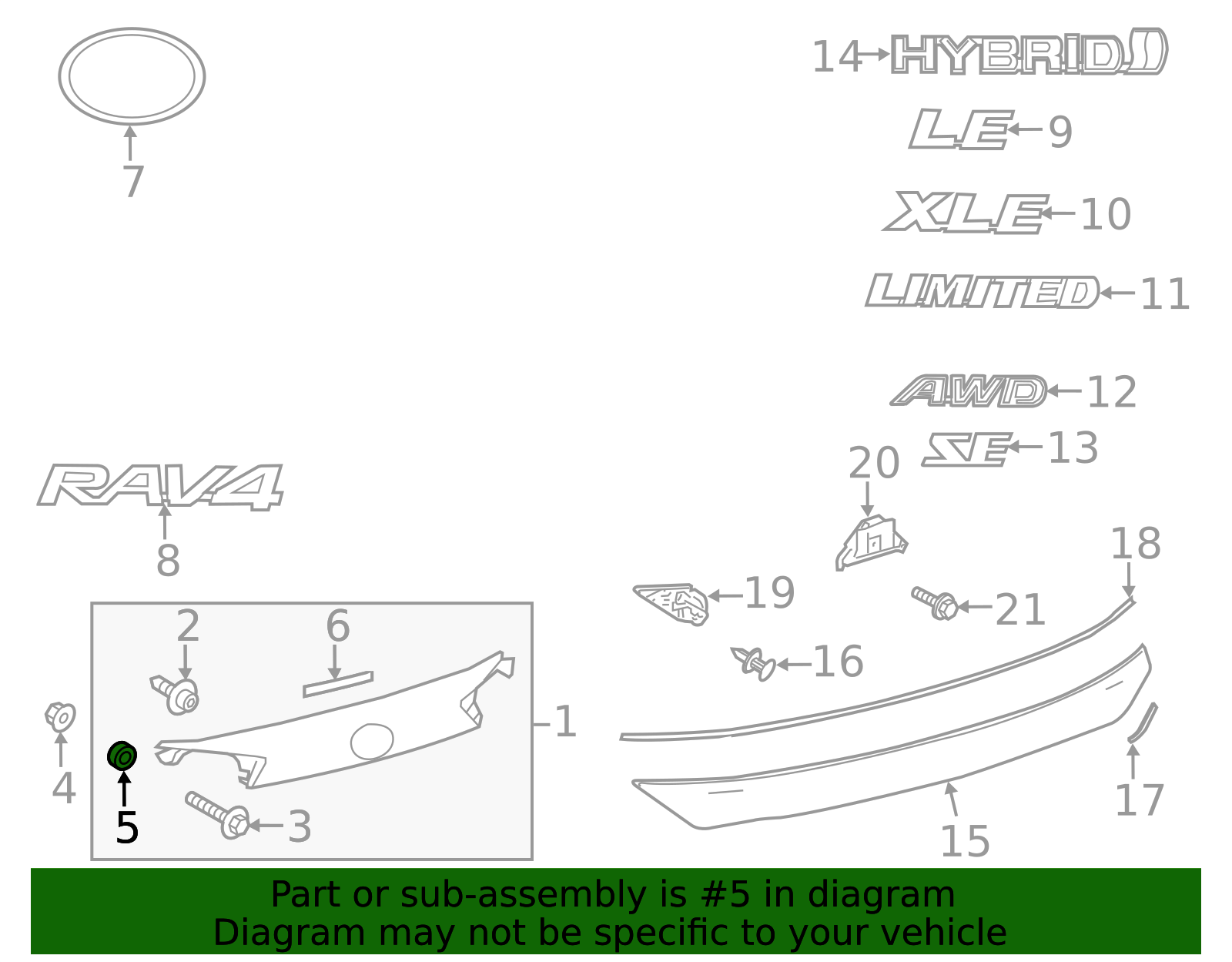 90430-05003 - Lift-Gate Finish Panel Gasket 2004-2020 Toyota | Longo ...