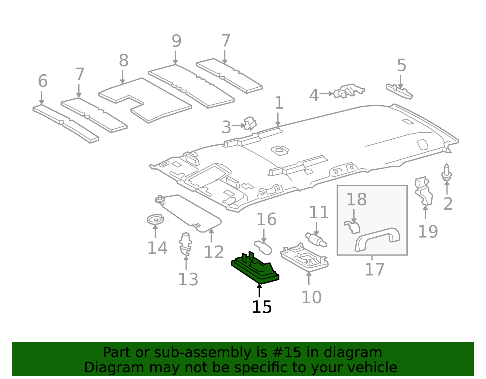 81340-06030 - 2012-2024 Toyota - Sun Visor Light (Left, Right) | Nucar ...